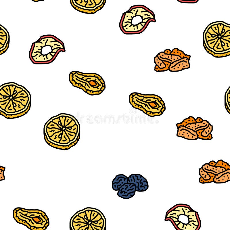 Dried Fruit Healthy Snack Vector Seamless Pattern Stock Illustration ...