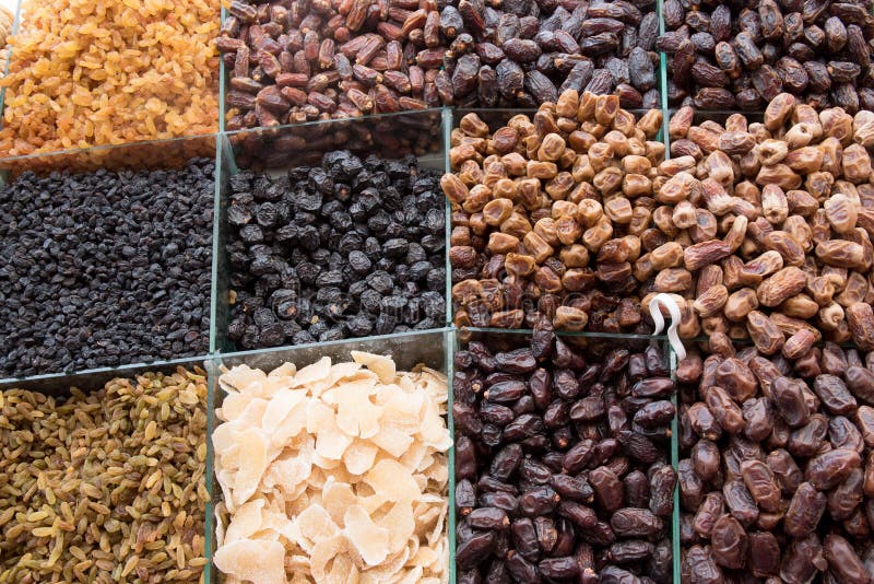 Dried Fruit for Sale in the Spice Souk at Deira. UAE Dubai. Stock Photo ...