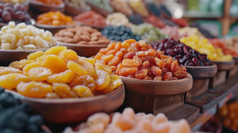 Dried Fruits Display, an Array of Dried Fruits in Eco-conscious Rustic ...