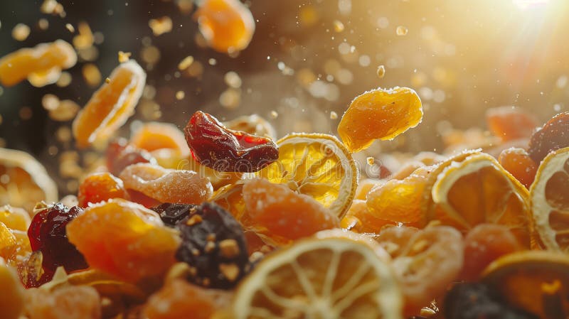 Dried Fruits Falling. Healthy Snack Stock Illustration - Illustration ...