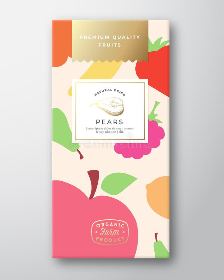 Dried Fruits Label Packaging Design Layout. Abstract Vector Paper Box ...