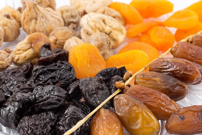 Traditional Dried Fruits in a Glass Tray. Jewish Holiday Tu Bishvat ...