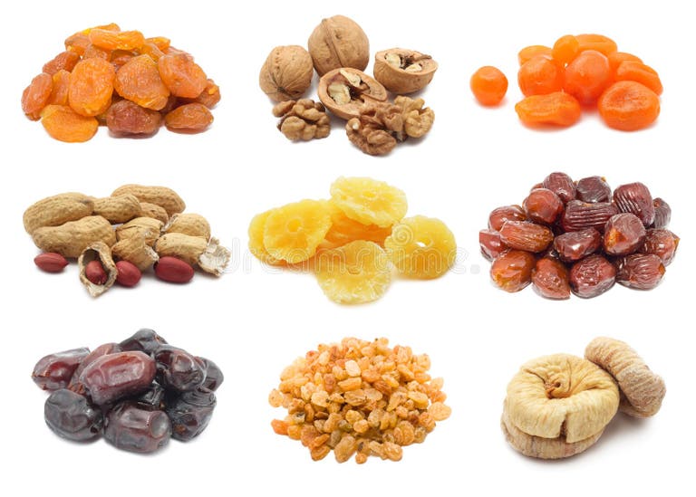 Dried fruits and nuts stock photo. Image of white, raisin - 13248510