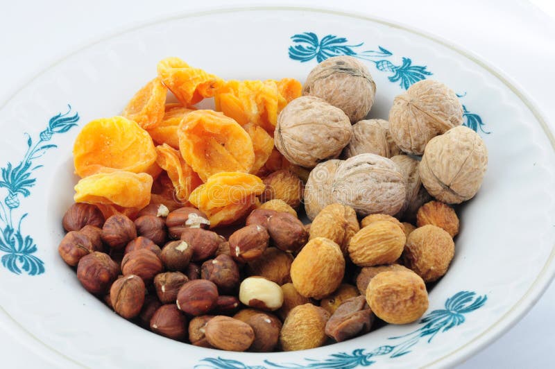 Dried Fruits and Nuts from Central Asia on the Plate Stock Image ...