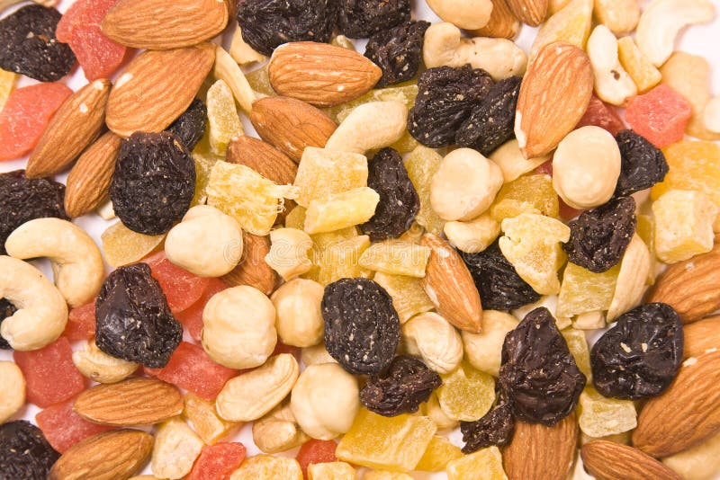 Dried Fruits and Nuts Mix Texture Stock Image - Image of trail, snack ...