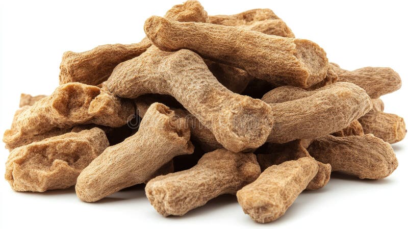Dried Ginger Roots Pile Against White Background Stock Illustration ...