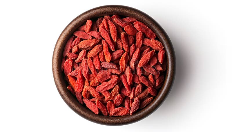 Dried Goji Berries in Bowl Isolated on White, Top View Stock Image ...