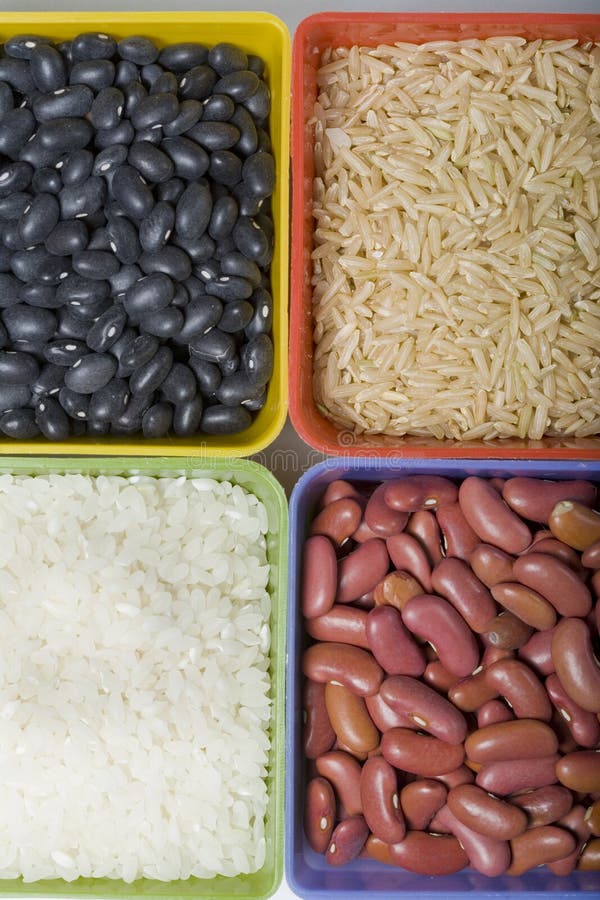 Dried grains and beans. stock photo. Image of food, white - 12906832