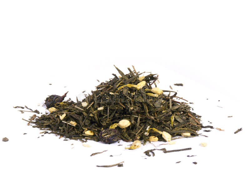 Dried Green Tea Isolated on White Stock Image - Image of fresh, heap ...