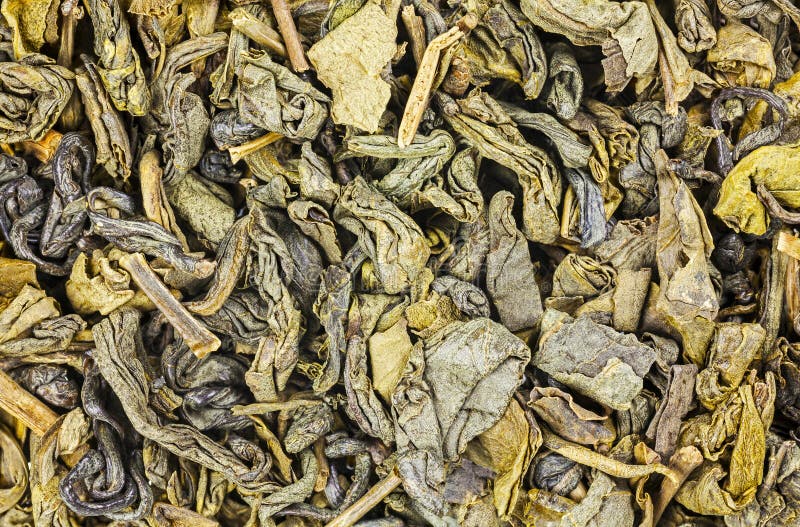 Dried Green Tea Leaves Close Up. Stock Photo - Image of chinese, macro ...