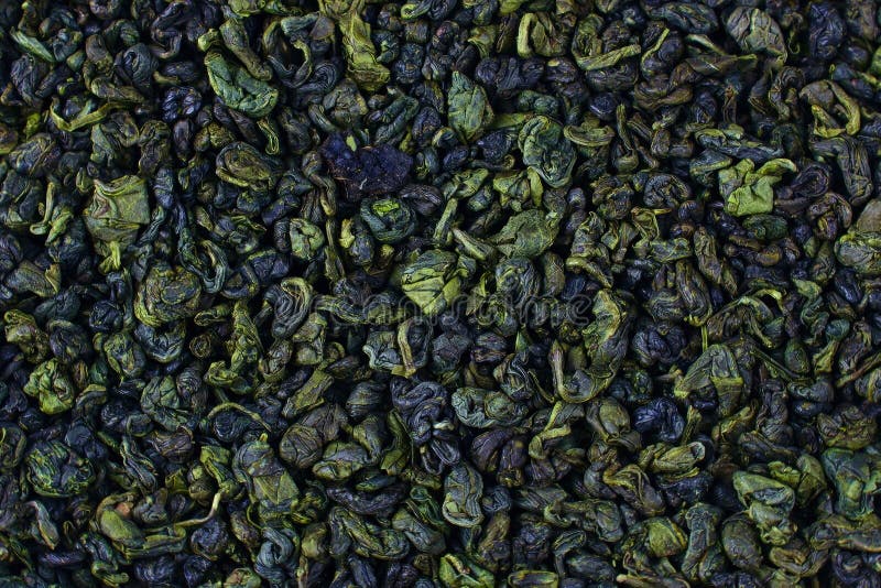 Dried Green Tea Leaves Texture Close Up Top View Stock Photo - Image of ...