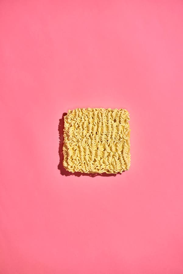 Dried Instant Noodles Isolated on a Pink Background Stock Image - Image ...