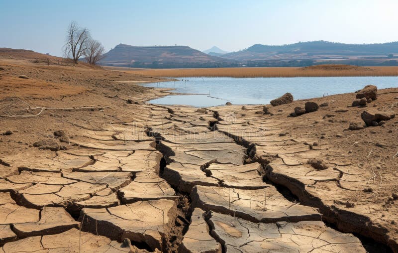 A Dried Lake on Water Surface, Water Scarcity and Drying Rivers Concept ...