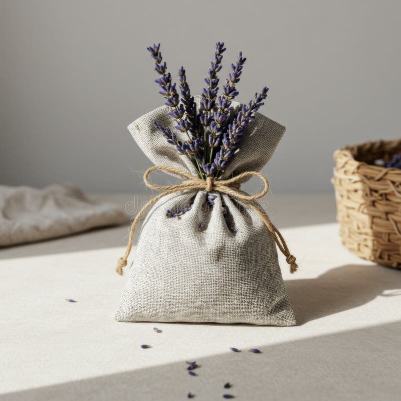 Dried Lavender in a Grey Linen Sachet Stock Illustration - Illustration ...