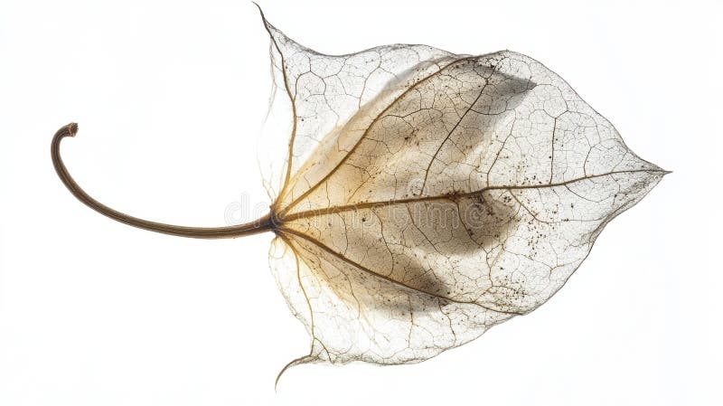 A Dried Leaf with a Long Stem Stock Illustration - Illustration of ...