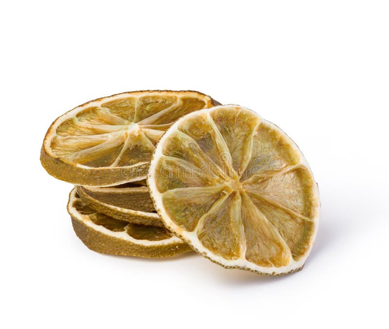 Dried Lemon Slices Closeup On White Background Stock Photo - Image of ...