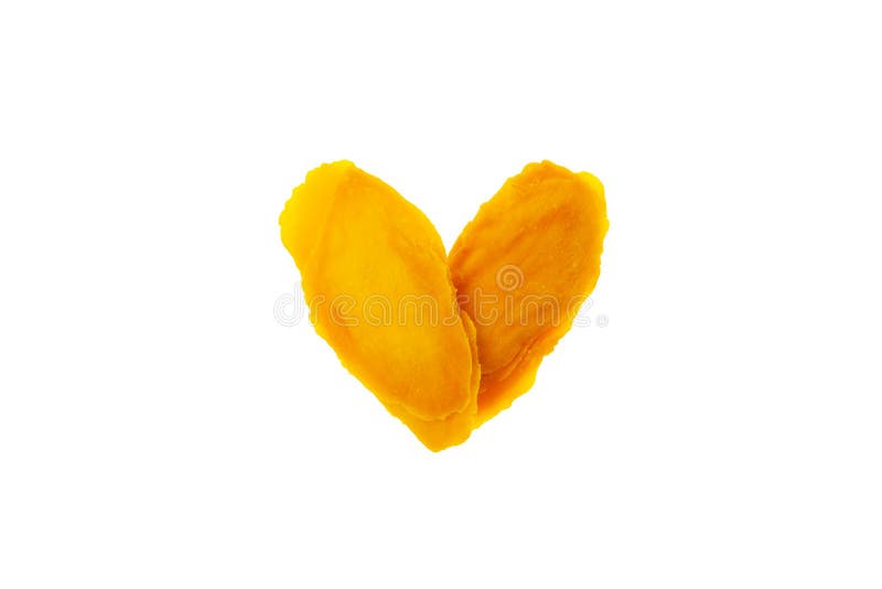 Dried Mango Fruit on White Background. Mango Slices in Heart Shape ...