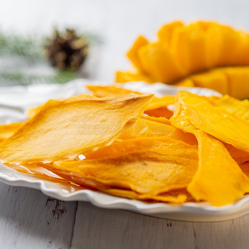 Dried Mango Lay on the White Plate Stock Photo - Image of meal, dish ...