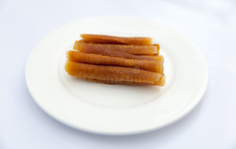 Dried Mango Paste on White Plate Stock Image - Image of nature, paste ...