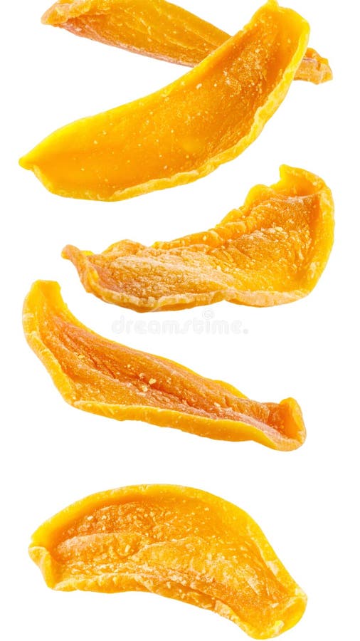 Dried Mango Slices Falling Against a Transparent Background, Creating a ...