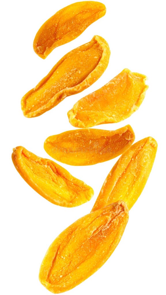 Dried Mango Slices Falling Against a Transparent Background, Creating a ...