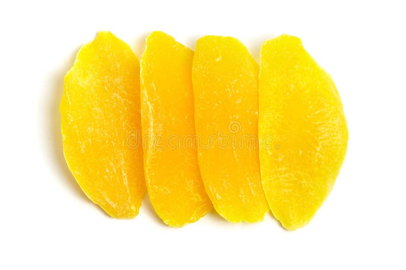 Dried Mango Slices Isolated On White Background Candied Mango Fruit