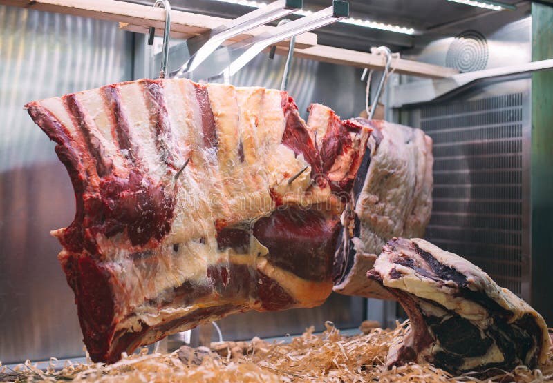 Dried Meat in the Restaurant. Beef Steak. Stock Image - Image of ...