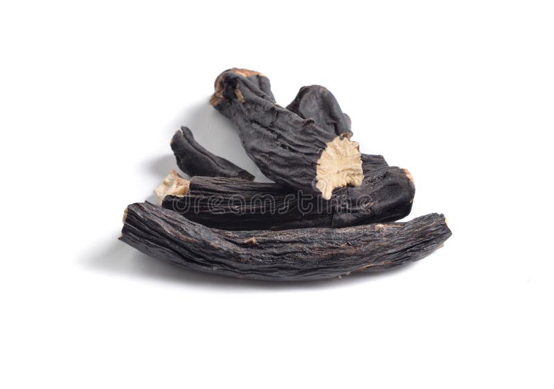 Dried Medicinal Herbs Raw Materials on White. Root of S Stock Image ...