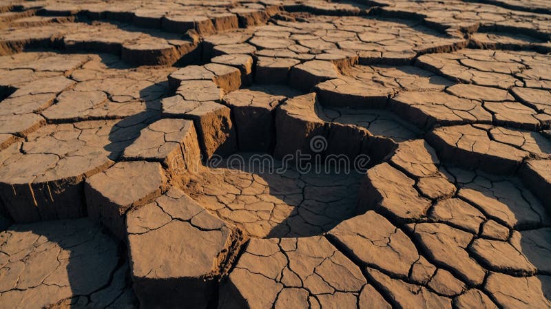 Dried Mud Pattern Forming Natural Hexagonal Shapes Stock Illustration ...