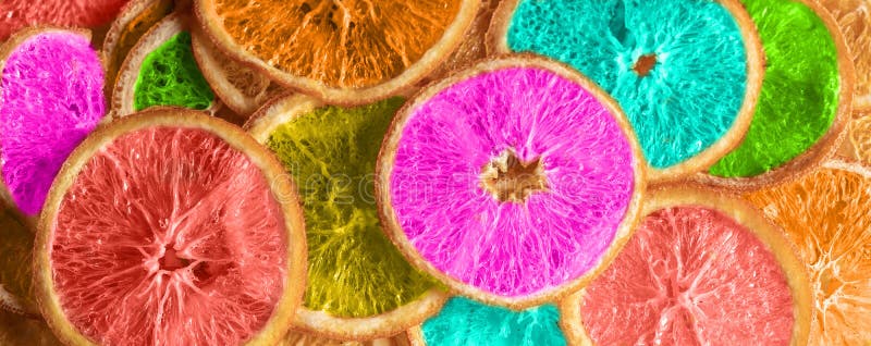 Dried Orange Fruit Chips Toned in Different Color, Abstract Stock Image ...