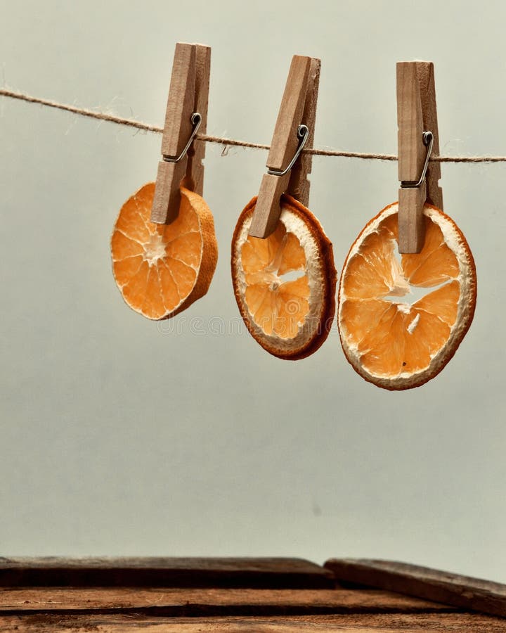 Dried Orange Slices Hung on the String Stock Photo - Image of carving ...