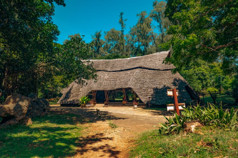 A Dried Palm Tree Leaves Roofed Structure at Haller Park in Bamburi ... A Dried Palm Tree Leaves Roofed Structure at Haller Park in Bamburi ...
