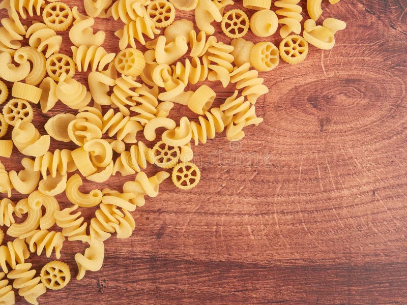 Dried Pasta with Various Shapes Stock Photo - Image of board, spiral ...
