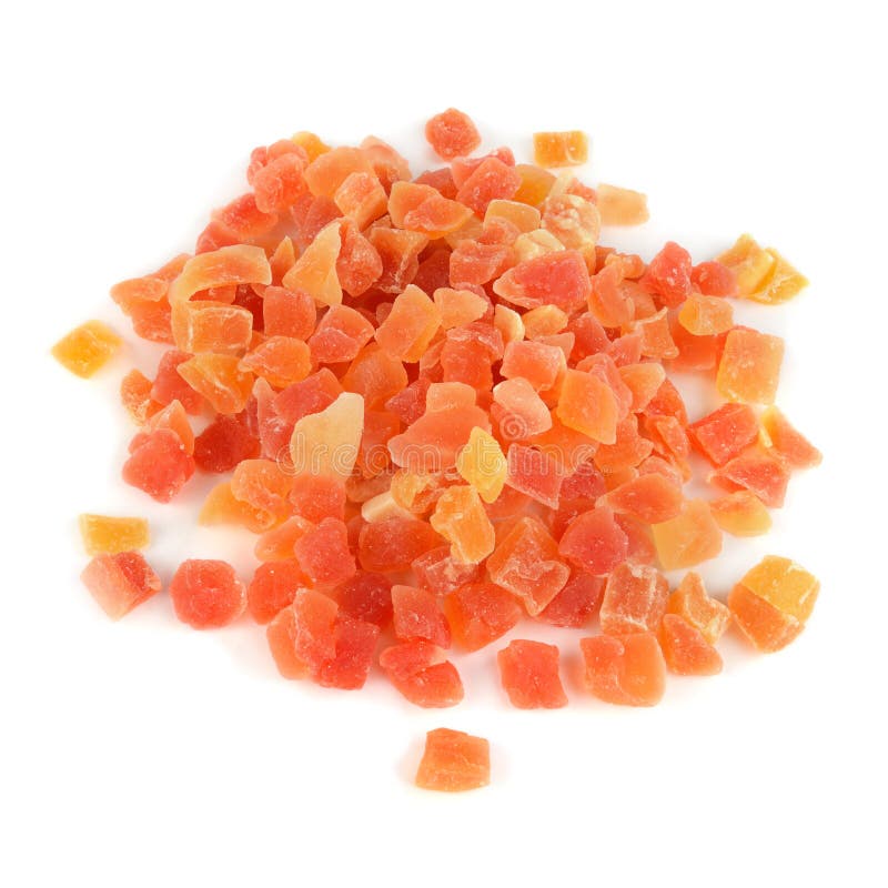 Dried Pieces of Papaya, Close-up, Isolated on White Stock Image - Image ...