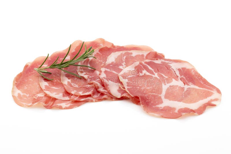 Dried Pig Meat Slices. Delicatess Stock Photo - Image of delicatessen ...
