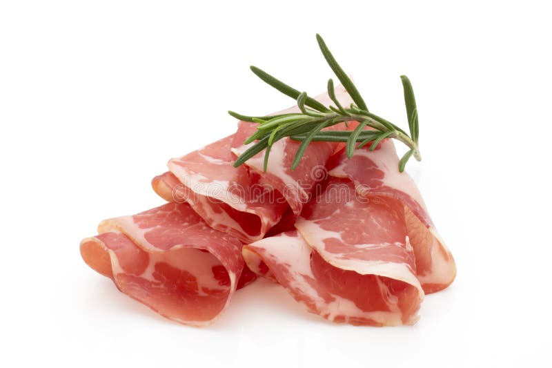 Dried Pig Meat Slices. Delicatess. Stock Image - Image of slices, close ...