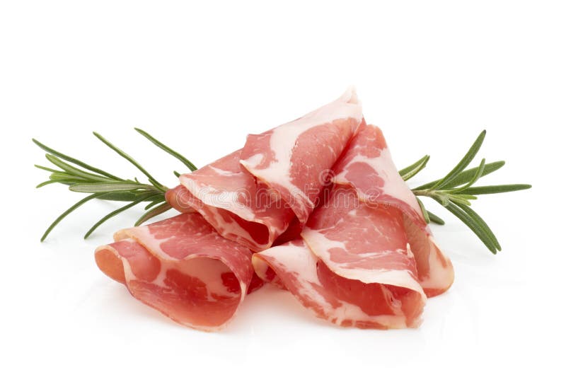 Dried Pig Meat Slices. Delicatess Stock Image - Image of background ...