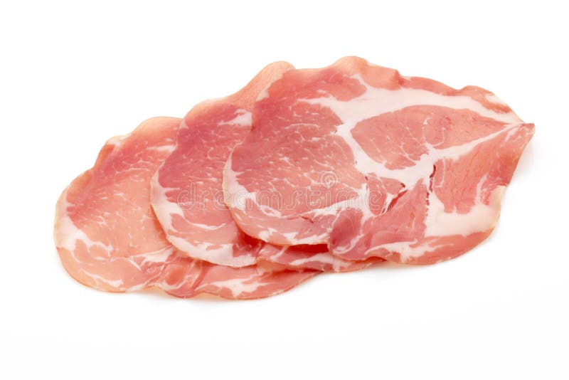 Dried Pig Meat Slices. Delicatess Stock Image - Image of rolled, slices ...
