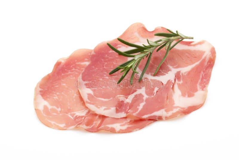 Dried Pig Meat Slices. Delicatess Stock Photo - Image of breakfast ...