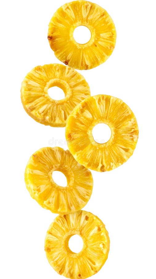 Dried Pineapple Rings Falling on Transparent Background Stock Photo ...