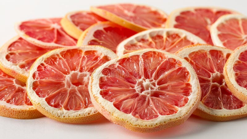 Dried Pomelo Slices Arranged on a Plain White Surface Stock Image ...