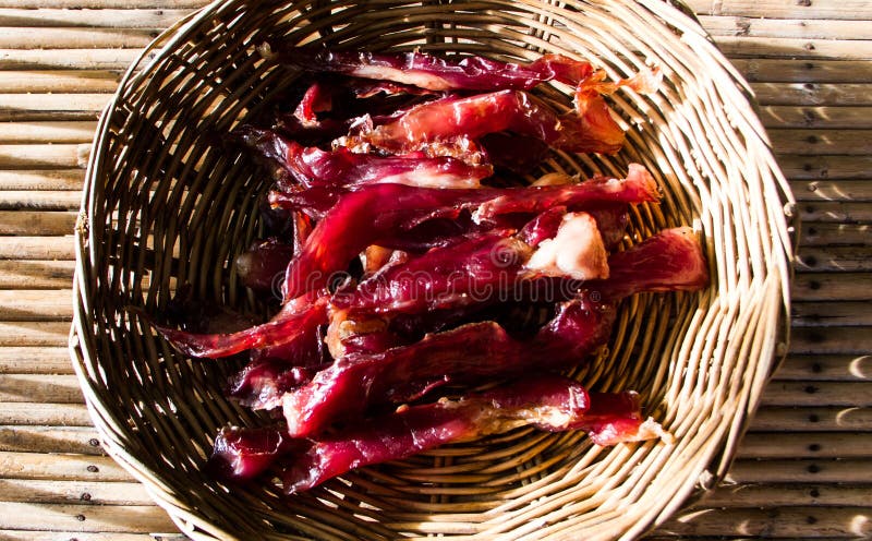 Dried pork stock image. Image of sunlight, food, horizontal - 99932723