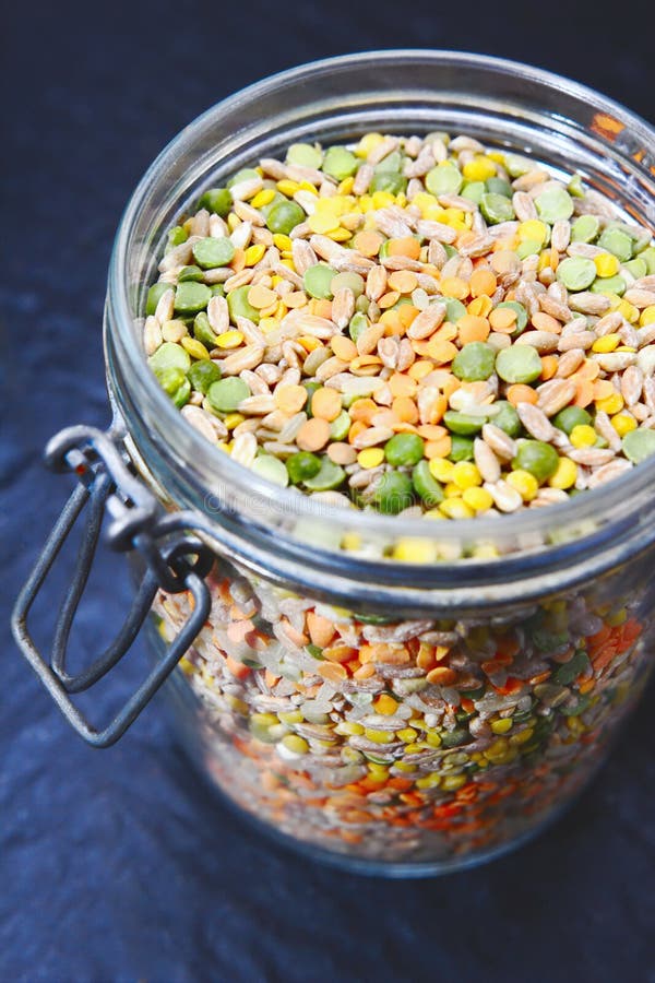 Dried pulses in a jar. stock photo. Image of cooking - 80704038