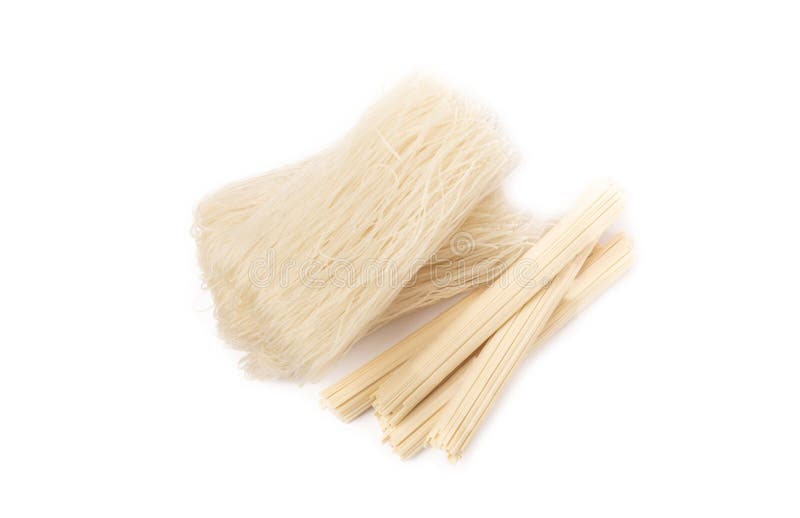 Dried Raw Rice Noodles Isolated on White Stock Image - Image of chinese ...