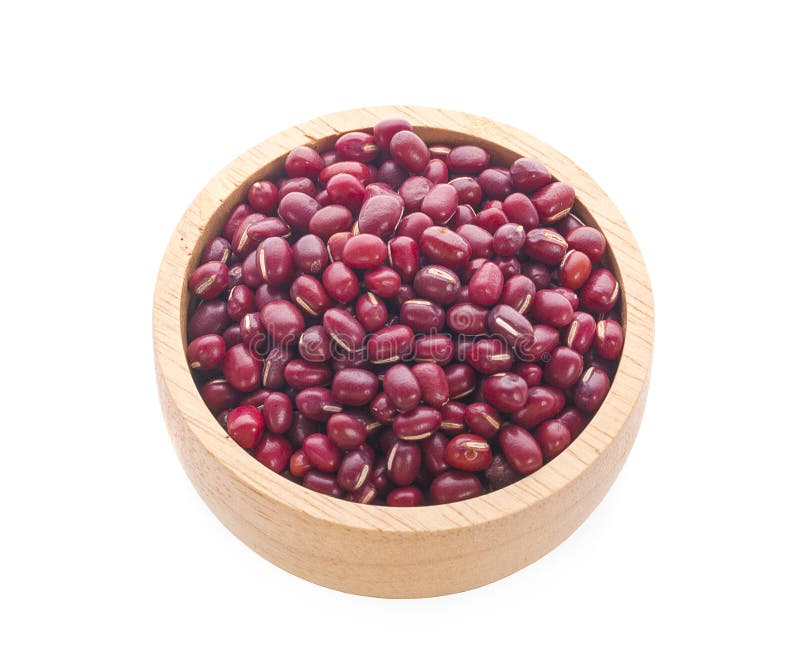 Dried Red Bean in Wooden Bowl and on White Background Stock Image ...