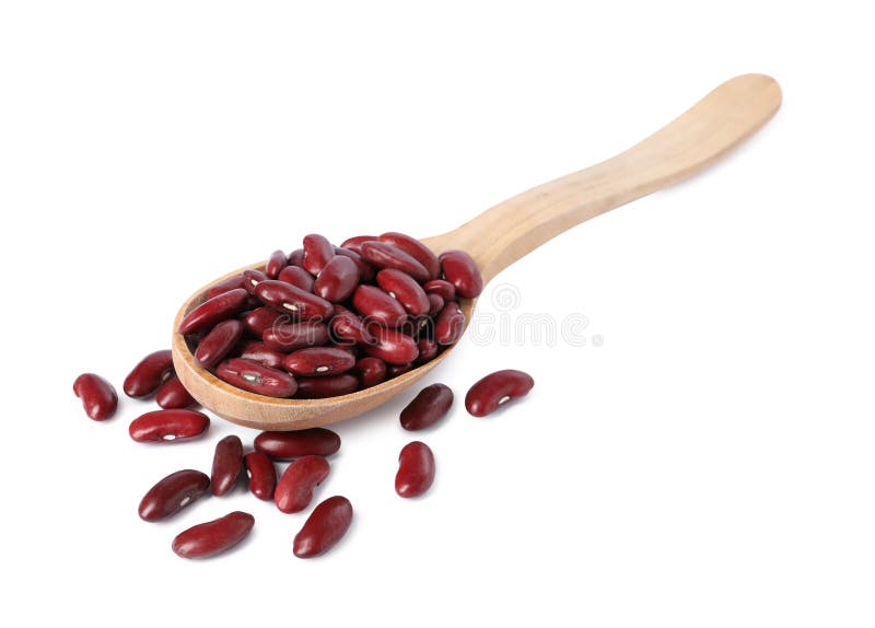 Dried Red Beans in Spoon Isolated on White Stock Image - Image of ...