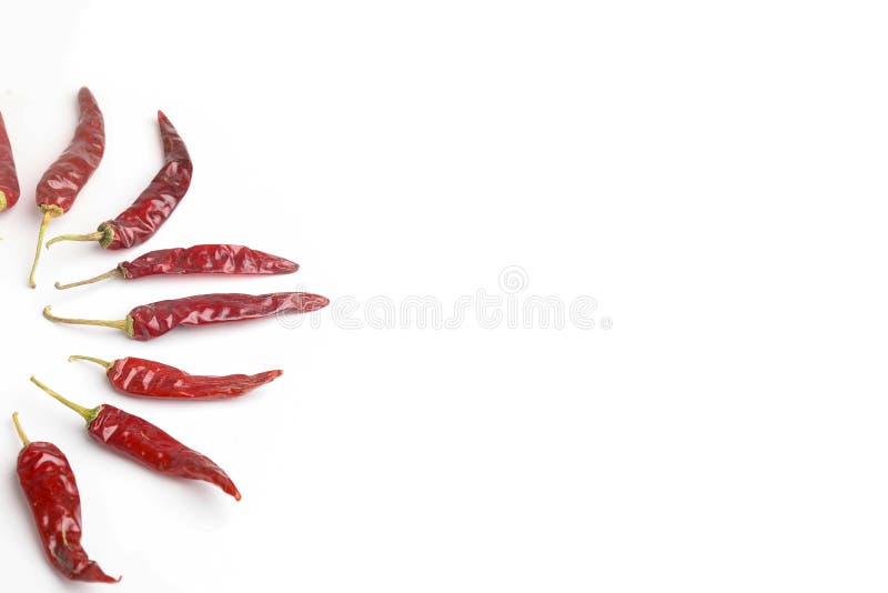Dried Red Chilli on White Background Stock Photo - Image of health ...