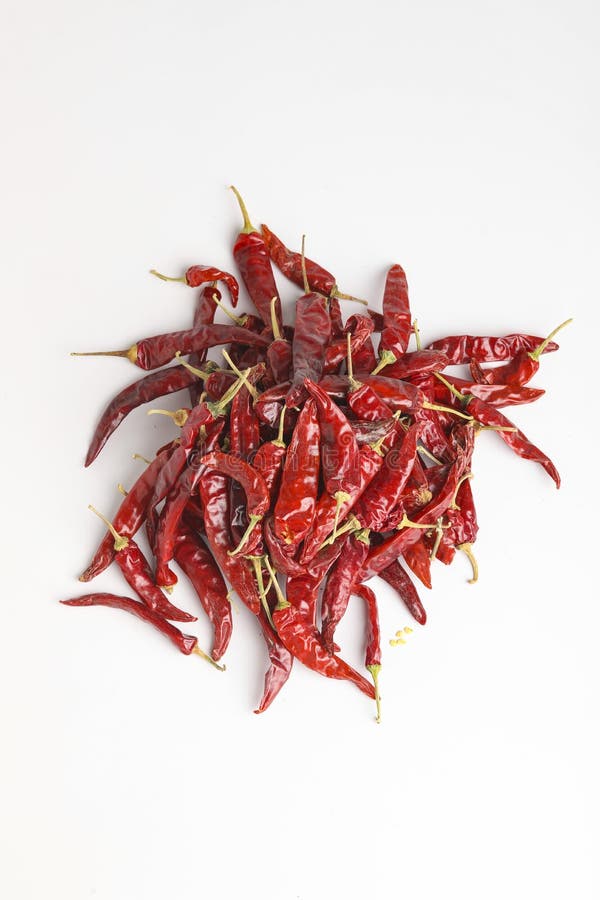 Dried Red Chilli on White Background Stock Image - Image of health ...