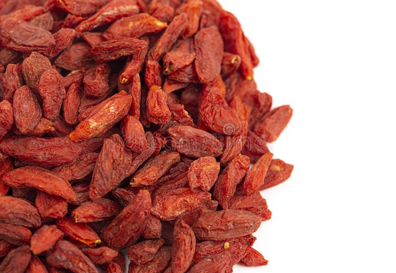 Red Dehydrated Goji Berries and Goji Berry Powder Isolated on White ...