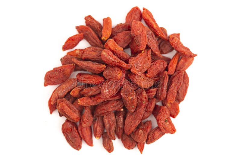Red Dehydrated Goji Berries and Goji Berry Powder Isolated on White ...